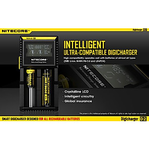 Nitecore D2 smart Charger 2015 version with LCD display For Li-ion, IMR, LiFePO4 26650 22650 18650 17670 18490 17500 18350 16340 RCR123 14500 10440 Ni-MH And Ni-Cd AA AAA AAAA C Rechargeable