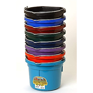 Little Giant P8FBPURPLE 2 Gallon All Purpose Heavy Duty Farm Flat Back Plastic Buckets for Supplies, Toys, Laundry, and Water, Purple, (2 Pack)