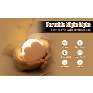 EYDIS Baby 's Night Light LED Cloud Night Lamp Bedroom for Baby Breastfeeding Night Light Adult Rechargeable Nomad Torch with 4 Intensities, Gift Idea for Women Birth Girl Mom (Pink)