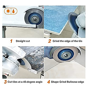 Diamond Porcelain Tile Saw Blade - BRSCHNITT 2pcs 4.5" Super Thin Diamond Cutting Grinding Disc with X Teeth Arbor 7/8“-5/8“ for Ceramic Tiles,Granite,Marble Angle Grinder Circle Saw Blade