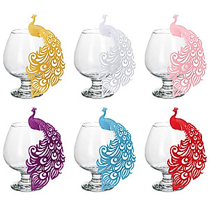 Peacock Design Wine Glass Cards 50PCS Name Place Cards Peacock Paper Hollow Out Design Wine Cup Decoration Wedding Centerpieces Table Decoration
