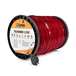 Cluparis 5-Pound Heavy Duty Square Trimmer Line .155-inch-by-492-ft Commercial String Trimmer Line in Spool, 0.155" Nylon Weed Eater String with Bonus Line Cutter（ Red）