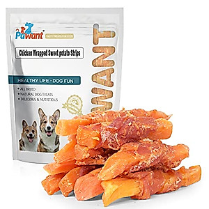 Pawant Dog Treats Chicken Wrapped Sweet Potato Dog Treats, Puppy Training Snacks, Rawhide Free Treats 1lb/454g