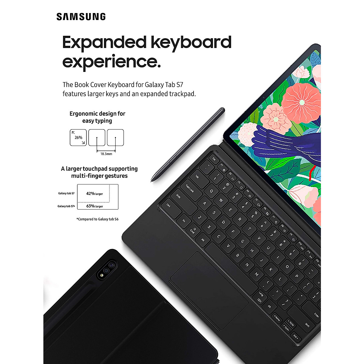 Samsung Galaxy EF-DT870 Keyboard & Cover for Tab S7 (Renewed)