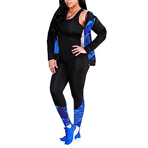 Akmipoem Autumn Long Sleeve 2 Piece Outfit Full Zip Up Jacket+Skinny Pants Set for Young Ladies Blue L