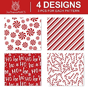 JarThenaAMCS 12 Sheets Christmas Wrapping Paper -Not Roll- Red White Gift Wrap Paper Candy Cane Stripe Folded Flat Craft Paper for Xmas Winter Party Packaging, 27.6 x 19.7 Inch