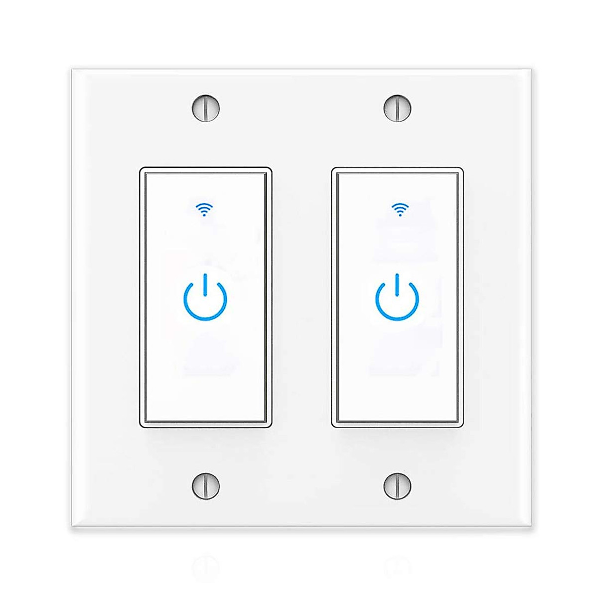 Smart Switch WiFi Wall Light Switch Compatible with Alexa Google Assistant, Neutral Wire Required, Single Pole, 2 Gang