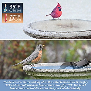 GUEOQTC 500 Watt Pond De-Icer with Thermostat, Cast Aluminum Submersible Bird Bath Heater, Heated Chicken Water, Power Cord 9.8 Ft.…