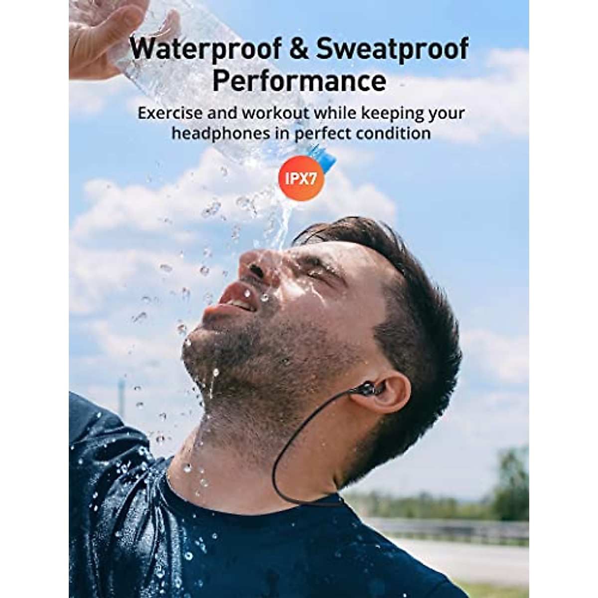 Bluetooth Headphones, Bluetooth 5.2 Stereo aptX Wireless Earbuds Bass Magnetic IPX7 Waterproof Open Earbuds Bulit-in Mic with 24H Playtime, Lightweight Neckband Earphones for Sport, Gym, Running
