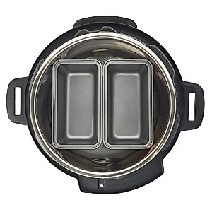 Instant Pot Official Non-Stick Mini Loaf Pans, Set of 2, Versatile for Meatloaf, Lasagna, Desserts, Compatible with 6-Quart and 8-Quart Cookers, Easy Cleanup, Gray