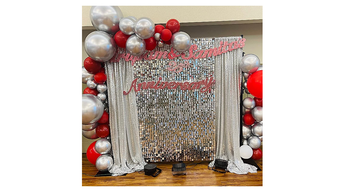 Silver Shimmer Backdrop Panels for Wedding & Events - 24 Pack