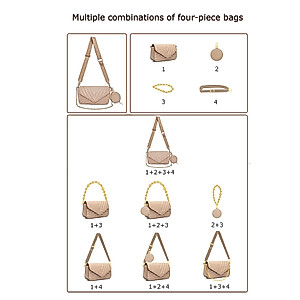 Small Quilted Crossbody Bags for Women Stylish Designer Purses and Handbags with Coin Purse including 2 Size Bag (Khaki)