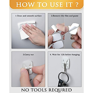 ispneay Small Hooks for Wall No Damage: 20 Pack Adhesive Wall Hooks for Hanging with Strips - Clear Waterproof Sticky Utility Hooks Wire Toggle Hooks for Key Dorm Decor Kitchen Home Office Christmas