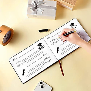 Leather Graduation Guest Book with Signing Pen Graduation Party Supplies Graduation Guest Signature Book 2023 Grad Party Sign in Guest Book for College, High School (Classic)