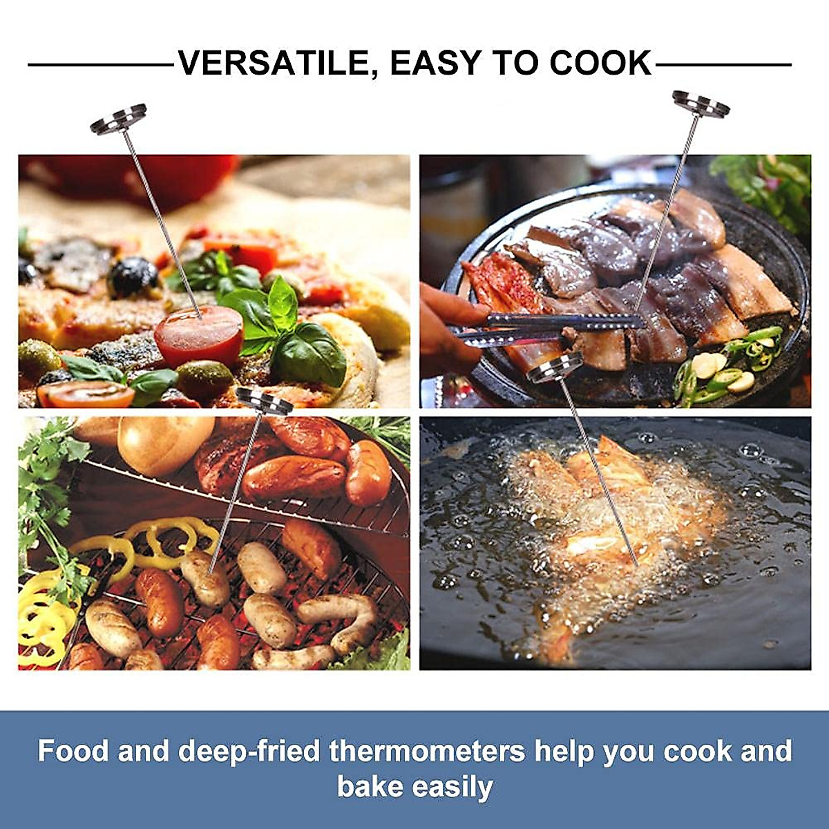 Oil Thermometer for Deep Frying Stainless Steel Frying Thermometer Fryer Fries Fried Chicken Wings Barbecue Thermometer Gauge