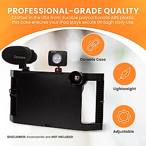 iOgrapher iPad Case with Handles for Tripod Compatible w/iPad 9.7 - iPad Camera Mount for iPad Air 1 & 2, iPad Pro 5th & 6th Gen - iPad Video Rig for Photography & Filmmaking - Includes 3 Cold Shoes