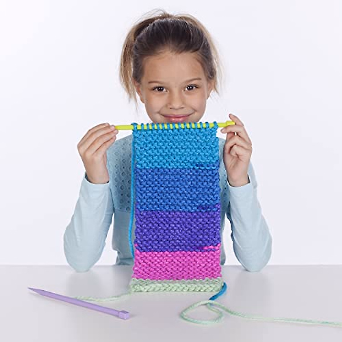 Creativity for Kids Learn to Knit Pocket Scarf - DIY Knitting Kit for Beginners, Kids Craft Kit