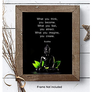 Buddha Inspirational Quote Wall Art - Positive Zen Spa Decor - 8x10 Home Decoration for Office, Meditation Room, Yoga Studio, Bedroom, Bathroom - Unique Encouragement Gift for Women, Buddhists