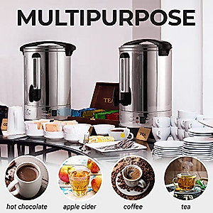 Zulay Premium 100 Cup Commercial Coffee Urn - Stainless Steel Large Coffee Dispenser For Quick Brewing - Automatic Hot Water Dispenser - Ideal for Large Crowds - Coffee Dispenser For Any Occasion