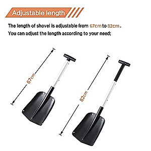 Retractable Snow Shovel, Portable Folding Shovel, Aluminum Alloy Car Shovel, Suitable for Cars, Camping, Gardens and Other Outdoor Activities (Black #1)