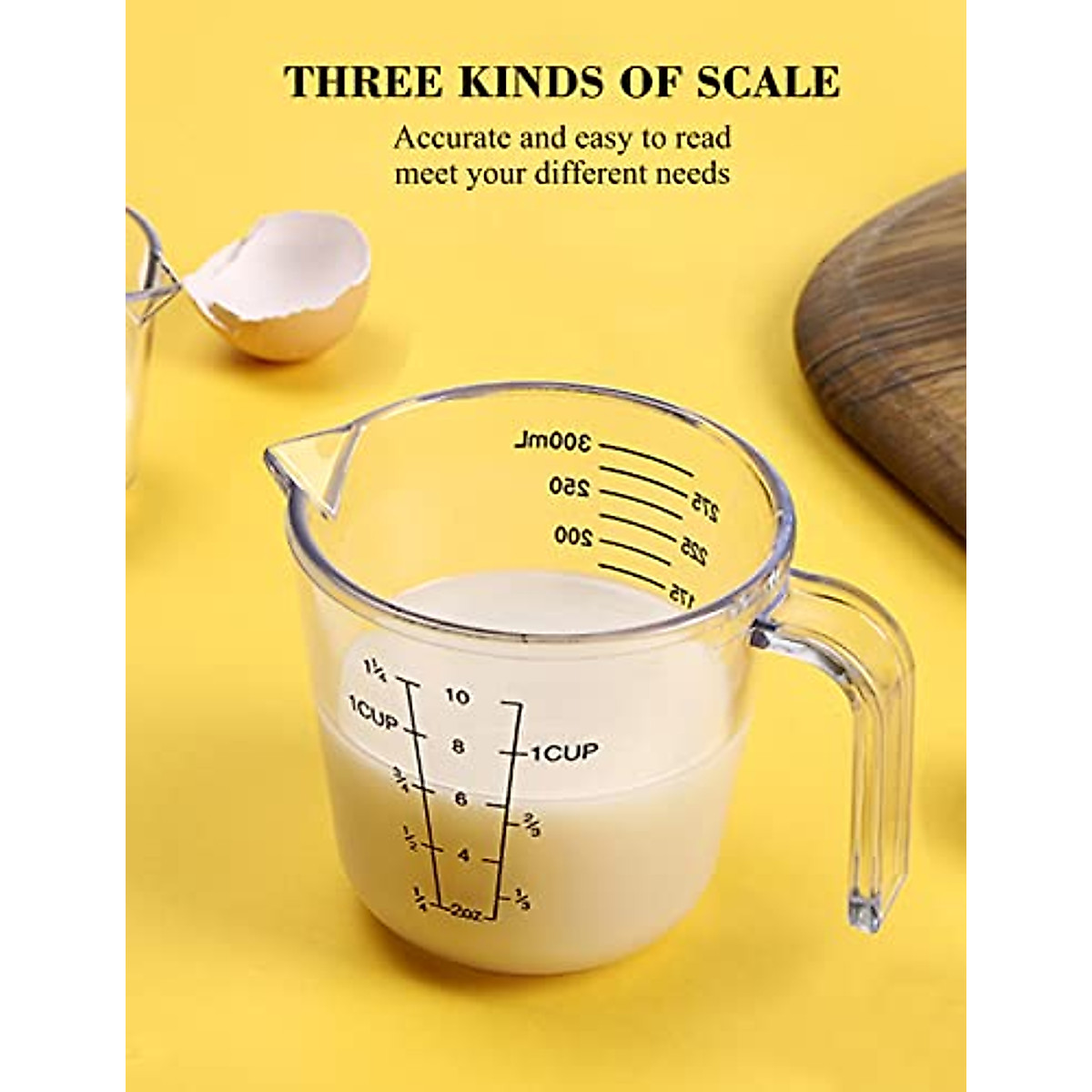 Measuring Cups Set, Liquid Measuring Cups For 3 For Kitchen - BPA Free Plastic Set with Spout Multiple Measurement Scales (Clear)