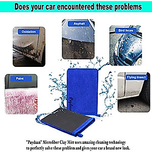 Paydaan Pack of 2 Clay Mitt for Car Detailing, Microfiber Clay Bar Mitt, Medium Grade Car Clay 150m x 220mm, Alternative Clay Towel Auto Detailing, Scratch-Free Paint-Safe