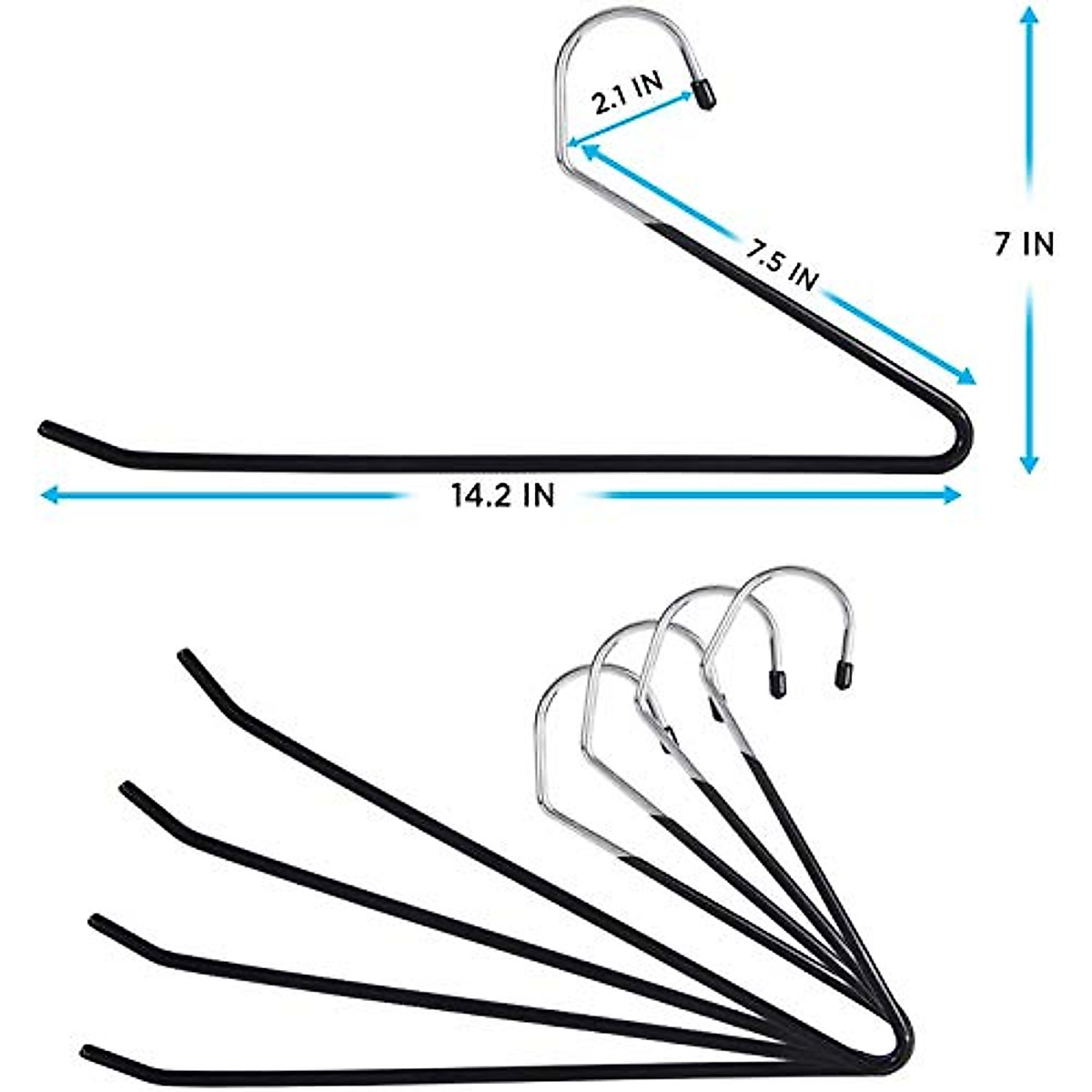 IPOW Heavy Duty Metal Pants Hangers, 24 Pack Jean Hangers for Closet, Open Ended Clothes Hanger for Pant Slack Trouser Scarf, Space Saving, Non Slip