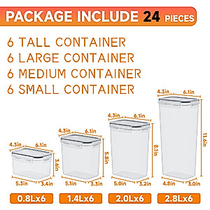 Food Storage Containers With Lids Airtight - 24 PCS With Label - BPA Free Cereal Containers Storage,Plastic Pantry Kitchen Organizers and Storage for Dry Goods,Chip,Grain Sugar and Flour Organizing