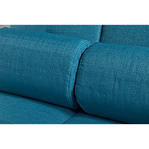 5-Angle Adjustable Futon Sofa Bed Convertible Sofa Recliner Sofa with 2 Armrest Pillows, Sleeper Sofa Modern Polyester Fabric Loveseat Sofa Folding Couch for Small Space (Blue)