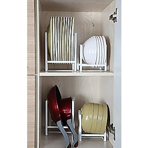 7UYUU Plate Holders Organizer Upright Metal Dish Storage Dying Rack for Kitchen Counter Cabinet Cupboard Camper - White