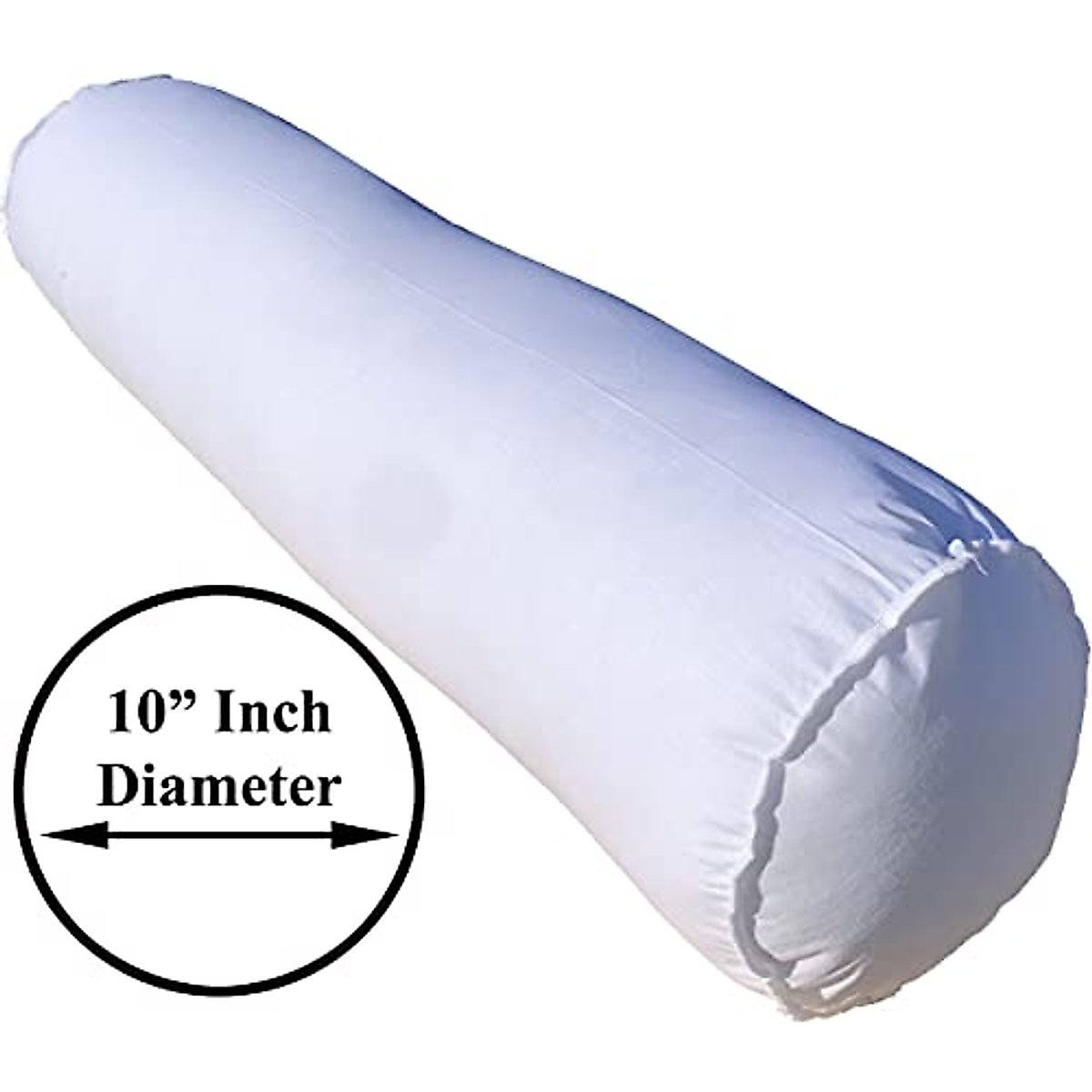 Pillowflex Bolster Pillow - 10" x 48" - Plush Polyester-Filled Insert for Decorative Shams - Comes in a Poly-Cotton Shell - Odorless, Lint, and Dust-Free, No Lumps Stuffing for Pillows (White, Round)