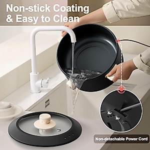 TOPWIT Hot Pot Electric, 4L Electric Pot with Non-Stick Coating, Dual Power Electric Cooker for Deep Frying, Steak, Pasta, Multi-Functional Large Capaity Shabu Shabu Pot for Party, Gathering, Black