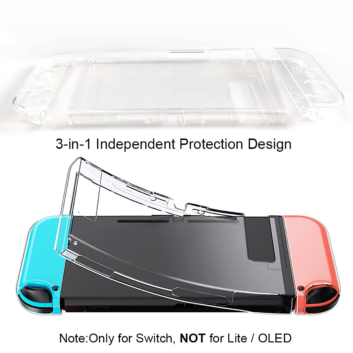 Bealuffe Clear Case for Nintendo Switch Soft TPU Case Protective Cover for JoyCon Transparent Shock-Absorption Case