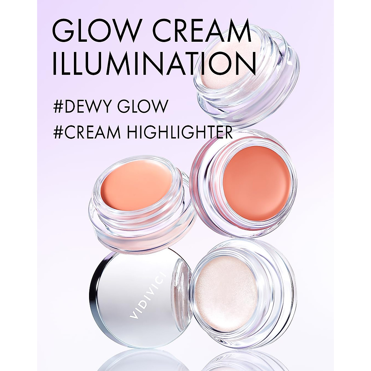 VIDIVICI Millennial Glow Cream Illumination - Creamy Light Face Luminizer Highlighter for Dewy, Glow Makeup - Ultra Fine and Light Reflecting Particles, 0.21oz.