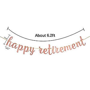 INNORU Glitter Happy Retirement Banner - for Farewell Party Bunting - Leaving Theme - Finally Retiring Party Bunting Decoration Rose Gold
