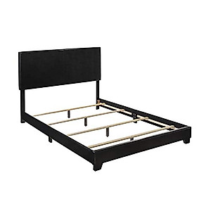 Crown Mark Erin Upholstered Panel Bed in Black, Full