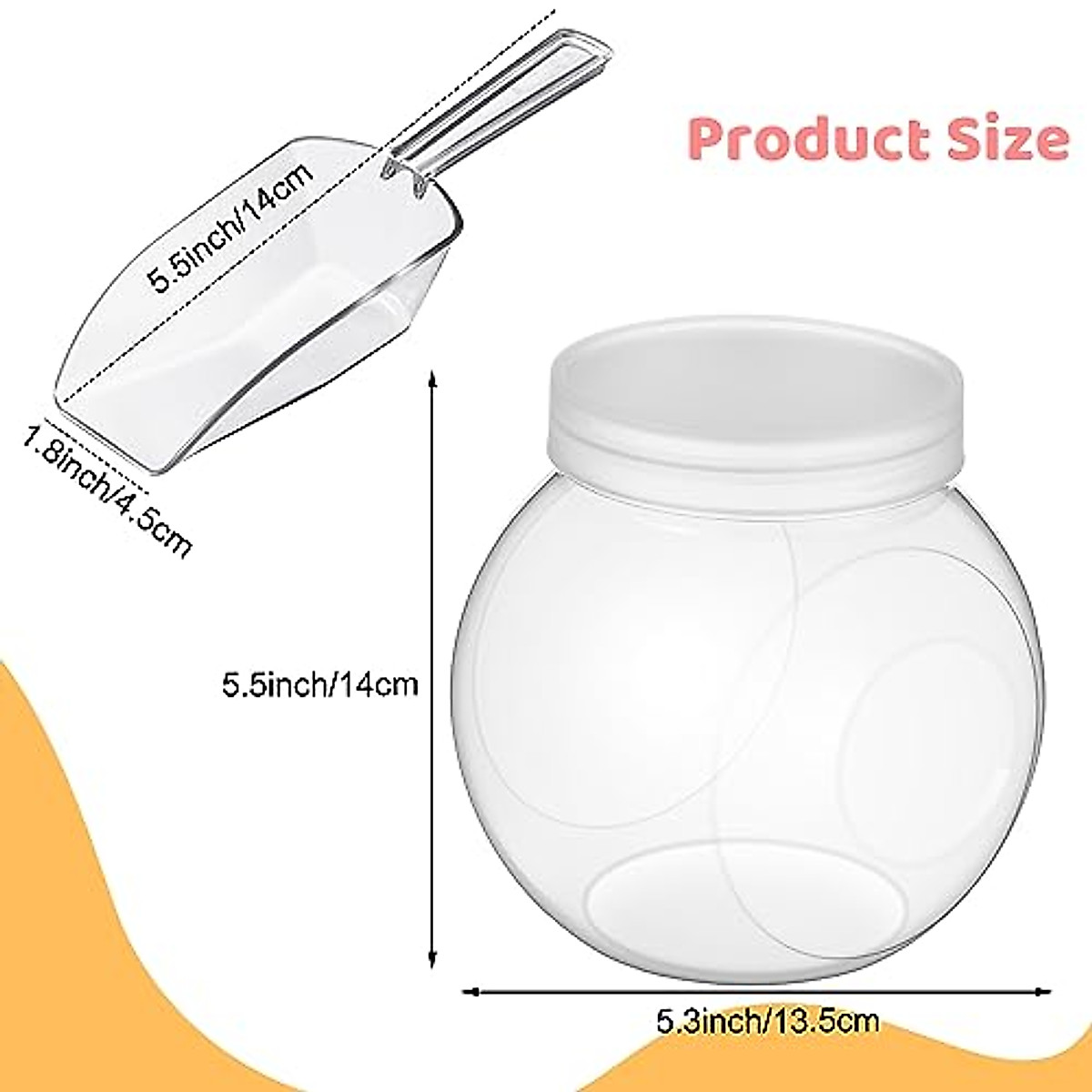 Umigy 4 Sets Plastic Candy Jar with Lid for Candy Buffet with Mini Acrylic Plastic Kitchen Scoop 42 oz Clear Candy Container Plastic Cookie Jar for Kitchen Counter Decorative Plastic Jar with Lid