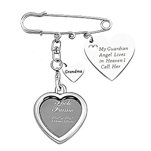 LQRI Wedding Memorial Gift Wedding Boutonniere Bouquet Charm Pin Guardian Angel Grandma Walk Down The Aisle Bridal Charm in Memory of Grandma (silver)