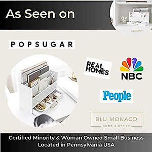 BLU MONACO White Wooden Desk Organizer with Drawer and Gold Handle - Desk Organizers and Accessories for Office Organization and Storage - Home, Office and Classroom Desk Supplies and Organizers