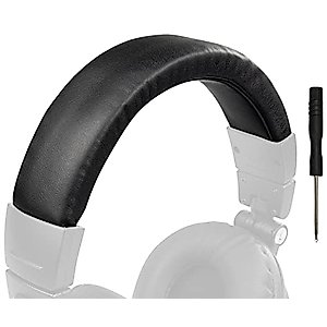 SOULWIT Protein Leather Headband Cover for Audio Technica ATH M50, M50X, M50XWH, M50XBT, M50XBT2, M50S/LE Headphones, Replacement Headstrap Pad Repair Part (Black)