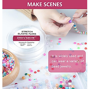 INDIVSHOW 0.7mm Elastic String Cord for Bracelets, Transparent Elastic Cord for Bracelet Making Clay Beads String Crystal Decorative DIY Necklace 328foot White