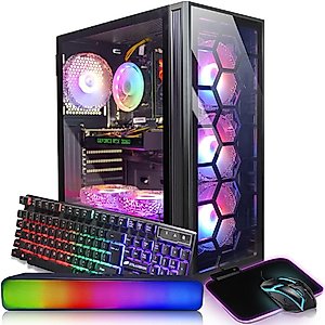 STGAubron Gaming Desktop PC Computer,Intel Core I7 3.4 GHz up to 3.9 GHz,GeForce RTX 2060 6G GDDR6,16G RAM,512G SSD,WiFi,BT 5.0,RGB Fanx6,RGB Keyboard&Mouse,RGB Mouse Pad,RGB BT Sound Bar,W10H64