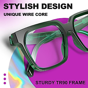 VISOONE Rectangle TR90 Blue Light Blocking Glasses Computer Eyewear with Preppy Look for Women and Men Cougar