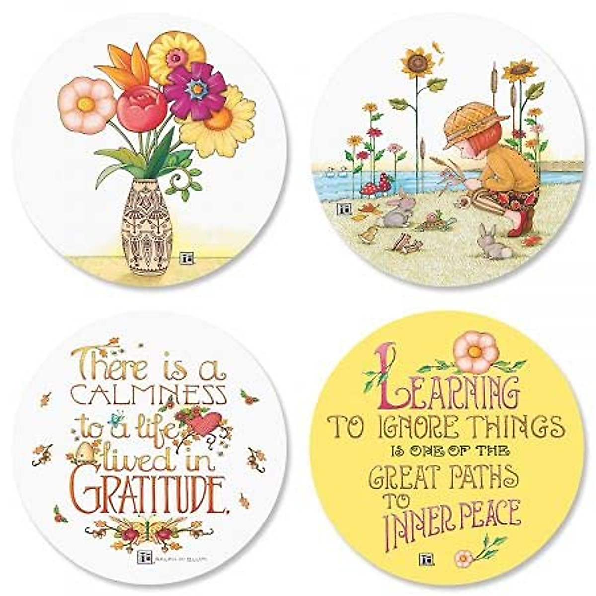 Mary Engelbreit Inspirations Seals (4 Designs), 1 1/2" Diameter; 24 Envelope Seals