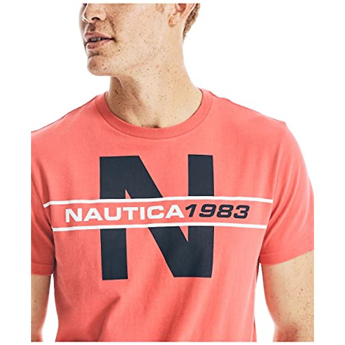 Nautica Men's Short Sleeve 100% Cotton Nautical Series Graphic Tee, Sailor Red, Small