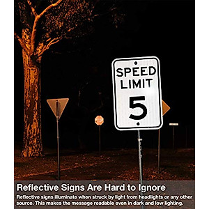 (2 Pack) Speed Limit 5 MPH Sign, 18 x 12 Inches Engineer Grade Reflective Sheeting, Rust Free Aluminum, Weather Resistant, Waterproof, Durable Ink, Easy to Mount