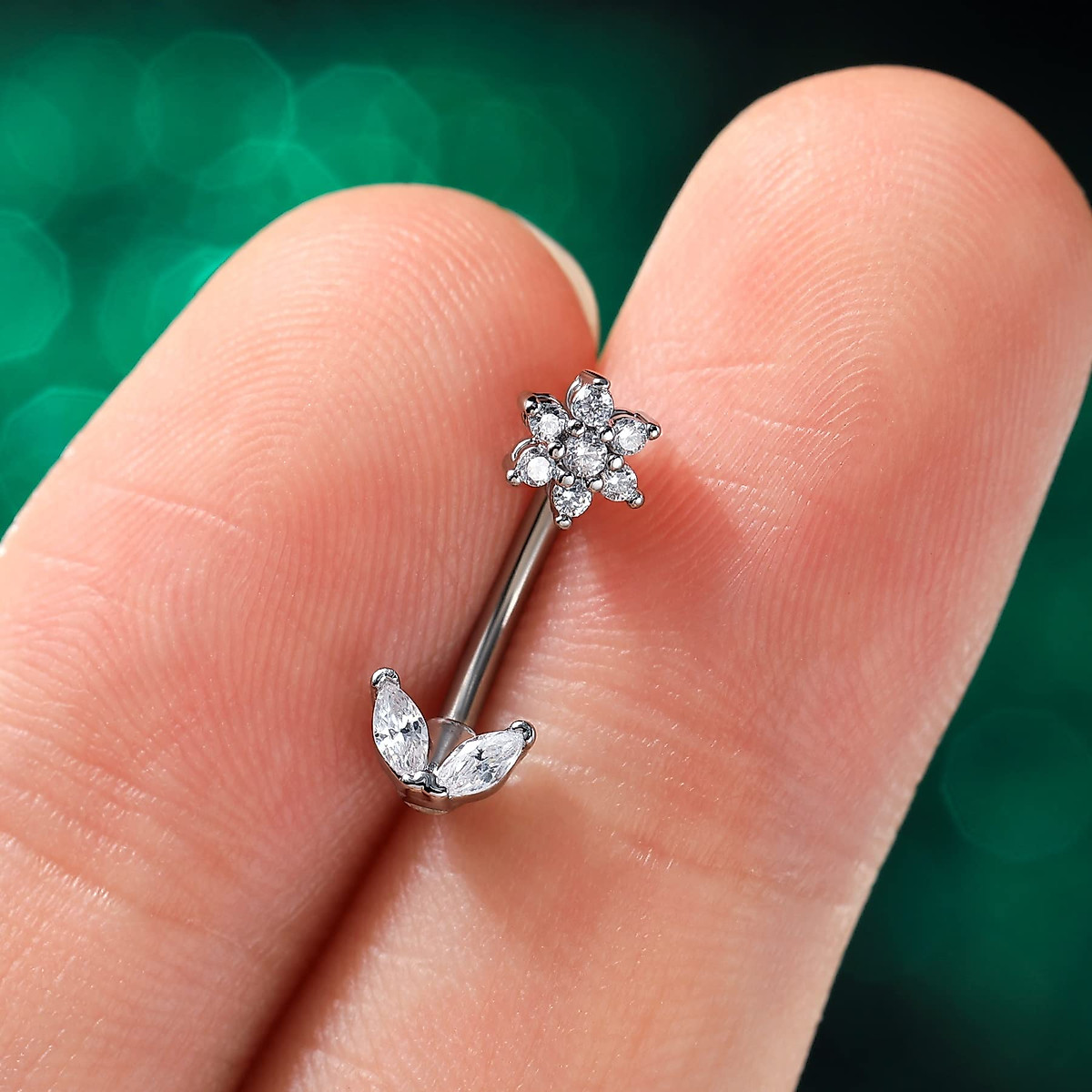 COCHARM Cute Flower Rook Earrings for Women Silver 16g Rook Jewelry 16 Gauge Stainless Steel 8mm Rook Piercing Jewelry Dainty Rook Piercing