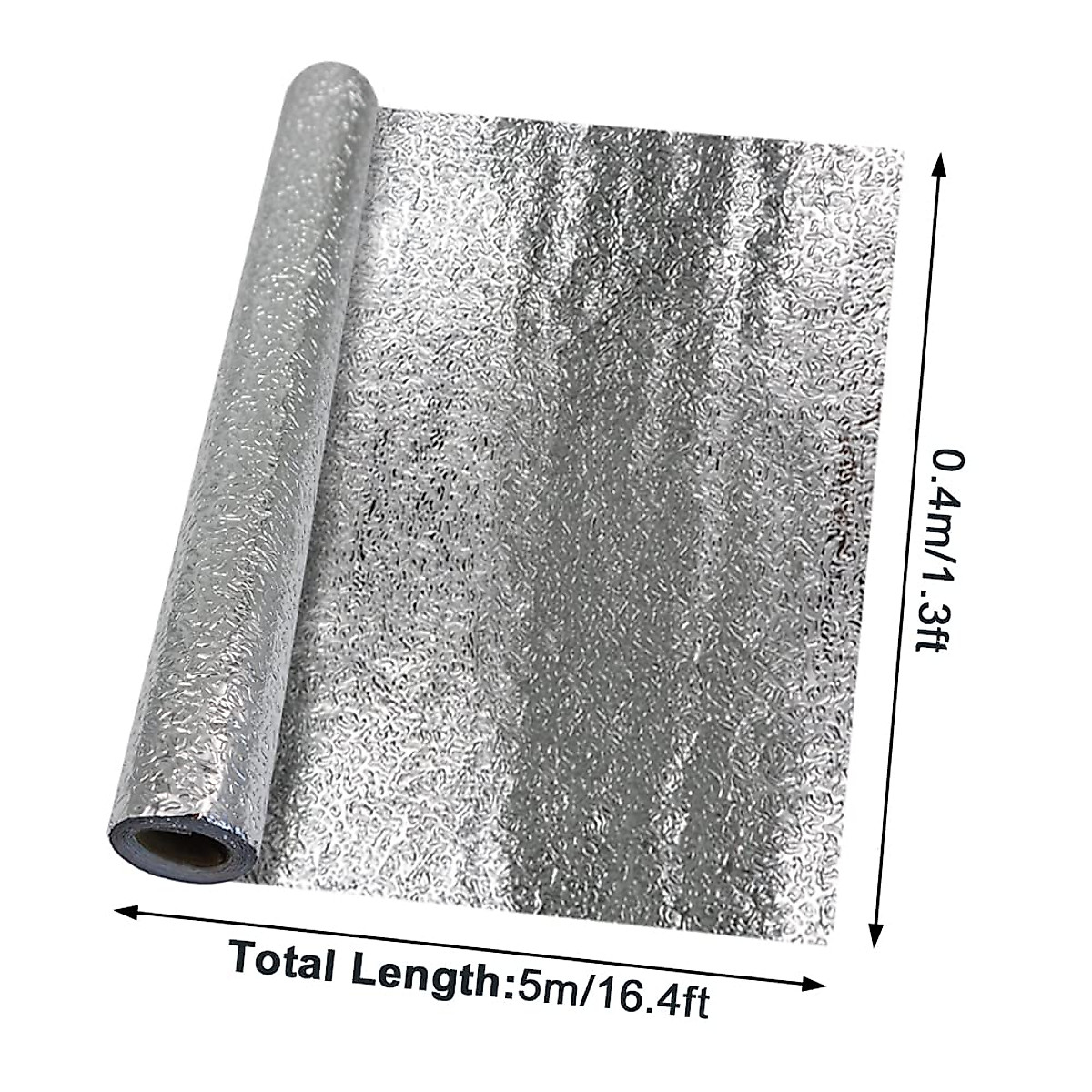 Kitchen Backsplash Stickers Self Adhesive Aluminum Foil Wallpaper, Oil Proof Heat Resistant Kitchen Wall Stickers for Cabinet Countertops Drawer Liner Shelves (15.7Inch x 16.4Ft)