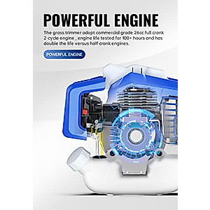 WILD BADGER POWER 26cc Weed Eater/Wacker Gas Powered, String Trimmer/Edger, Pole Saw, Hedge Trimmer and Brush Cutter Blade, 4-in-1 Multi Yard Care Tools, Rubber Handle & Shoulder Strap Included