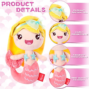 Civaner 4 Pcs 7.8" Mermaid Stuffed Animal Mermaid Plush Toys for Girls Ocean Princess Dolls Mermaid Birthday Decorations for Women(Cute Style)